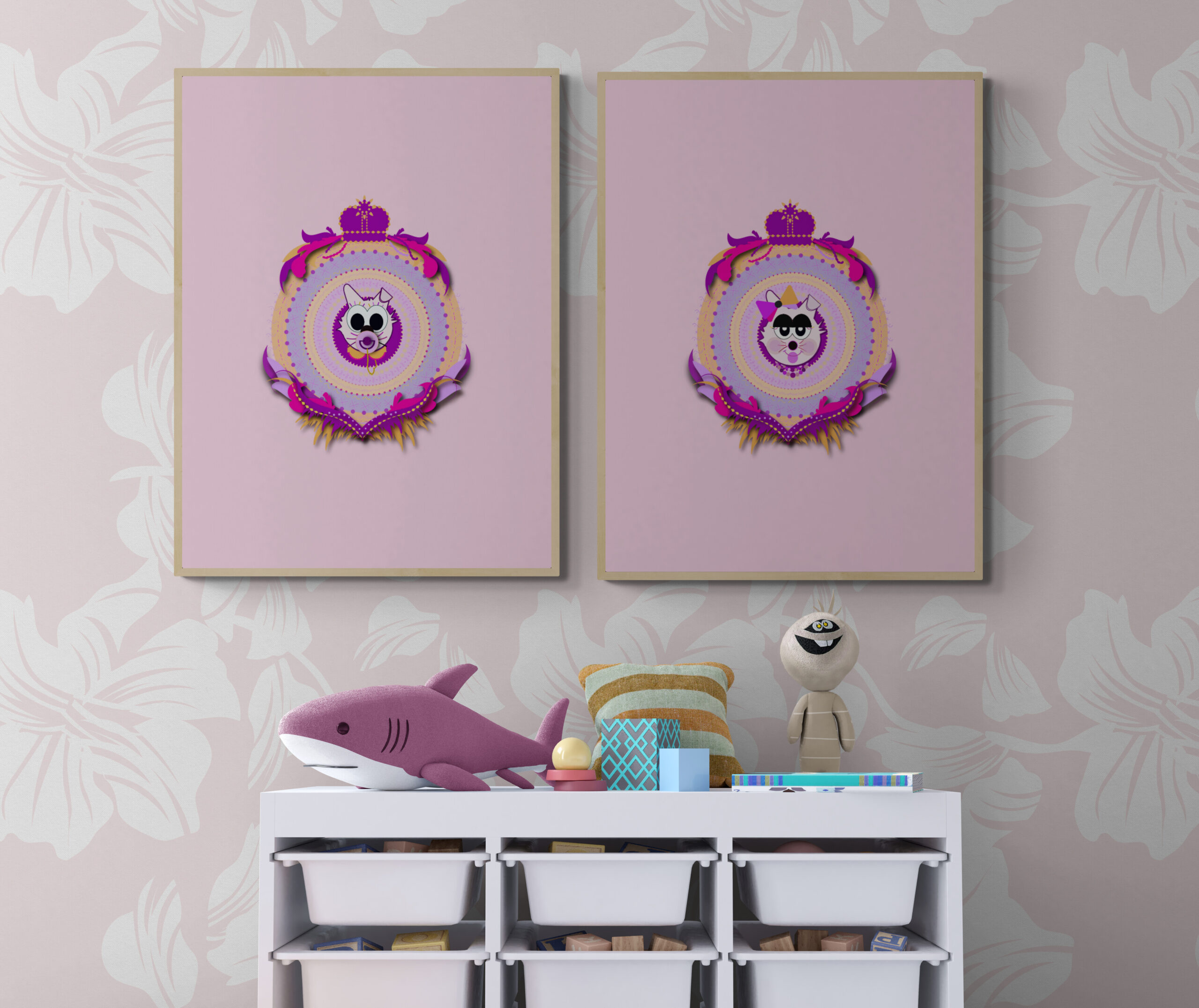 Magenta Dad Cat Poster - Design Home Space